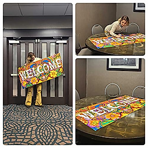 SJPrinter Inspirational Motivational Wall Art, Giant Coloring Poster Mandala for Kids and Adults - Great for Girls, Boys, Arts and Crafts, Care Facilities, Schools, Family Time, Groups (WELCOME, 24" x 52")