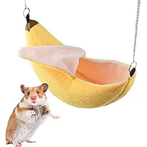 WNZQK Banana Bed for Hamster Small Animals House Pet Hammock Dutch Pig Hedgehog Rat Guinea Habitat Chinchilla Sugar Glider Hamster Accessories Toys Outfits(Small 8 Inch)