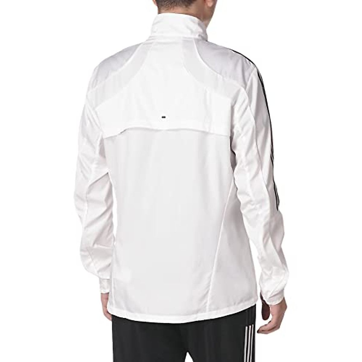 adidas Men's Marathon Jacket 3-Stripes, White/Black, Large