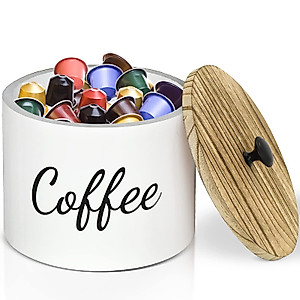 Lzhevsk Wood Coffee Pod Holder With Lid, Coffee Station Organizer for Counter, Coffee Filter Holder Coffee Filter Storage Container, Coffee Pod Storage Basket, Coffee Bar Accessories Organizer