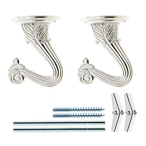 Saim Swag Ceiling Hooks and Hardware,Ceiling Toggle Hook for Hanging Plants Ceiling Installation Cavity Wall Fixing - Silver(Set of 2)