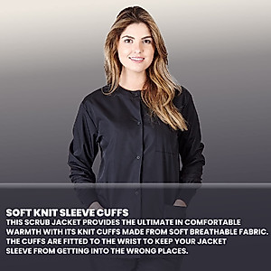 Women's Scrub Jacket Warm Up Medical Scrub Jackets for Women (Black, Medium)