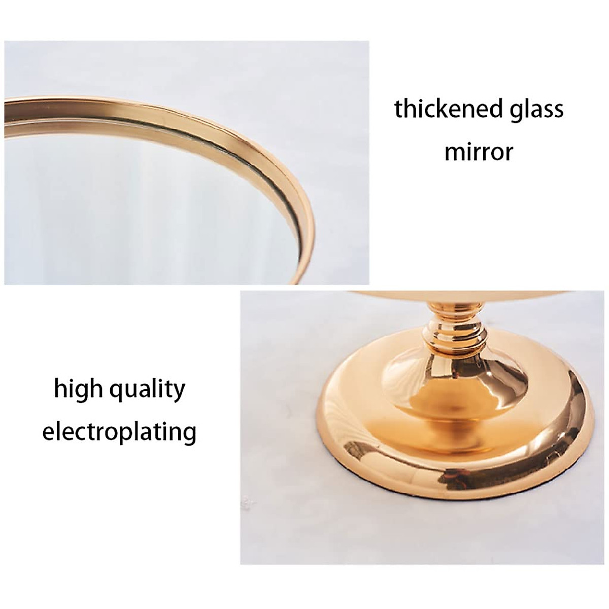 XENITE Dessert French Gold Cake Stand Set of 3 Metal Cupcake Holder Round Glass Top Gorgeous Dessert Display Stands Trays Set for Christmas Party Fruit Plate