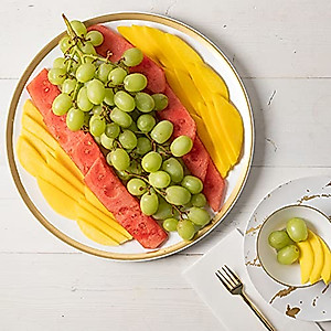 Plasticpro Plastic Serving Trays - Round Serving Platters With Gold Rim 14X14 Disposable Party DishPack of 2