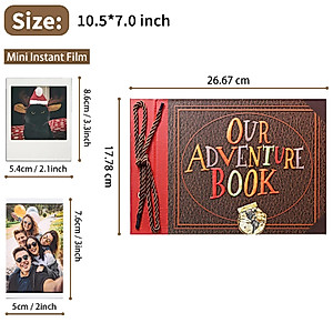 Scrapbook Photo Album,Our Adventure Book Scrapbook, Embossed Words Hard Cover Movie Up Travel Scrapbook for Anniversary, Wedding, Travelling, Baby Shower, etc (Adventure Book)