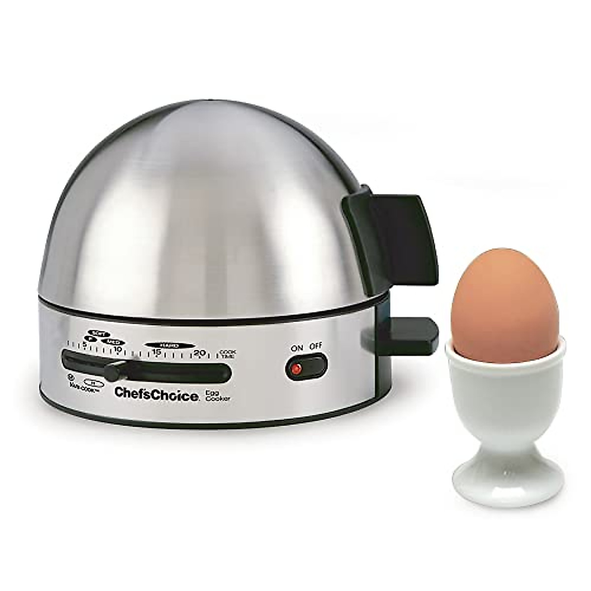 Chef'sChoice 810 Gourmet Egg Cooker with 7 Egg Capacity Makes Soft Medium Hard Boiled and Poached Eggs Features Electronic Timer Audible Ready Signal Nonstick Stainless Steel Design, 7-Eggs, Silver