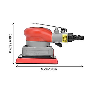 Air Orbital Sander, Air Square Orbit Finishing Sander, Professional Orbit Pneumatic sheet Sander Alloy Steel Air Palm Sanding Sandpaper Machine for Deep Corner, 10000rpm 75x100mm/3x4in