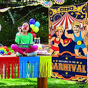 KatchOn, Carnival Photo Booth Backdrop - Large, 72x36 Inch | Carnival Photo Banner for Carnival Theme Party Decorations | Carnival Backdrop, Carnival Decorations for Event | Mardi Gras Decorations