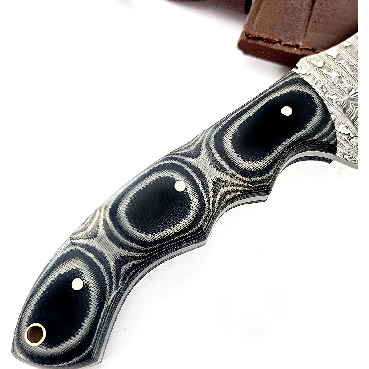 Heritage Knives Fixed Blade Hunting knife Tracker Custom Handmade Damascus Steel 10 Inches Tracker Knife - Perfect Grip Black Micarta Handle outdoor comping hunting