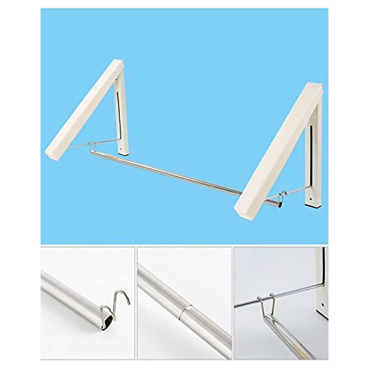 KK5 Clothes Hanger - Folding Retractable Clothes Racks| Wall Mounted Clothes Drying Rack| Home Storage Organiser Space Savers for Living Room/Bathroom/Bedroom/Office, Easy Installation - 1 Kit