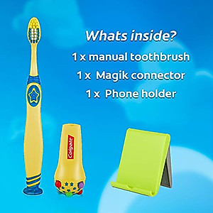 Colgate Magik Smart Toothbrush for Kids, Kids Toothbrush Timer with Fun Brushing Games Yellow 1 Count