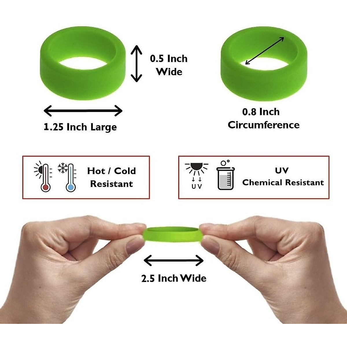 GRIFITI Band Joes 1.25 x .5 Inch, 2.5" circumference, 0.8" diameter 5 Pack Assorted Colorful Rubberbands Posters, Magic, Ring, Pen, Art, Cooking, Cord Wraps, Longer Lasting Strong Silicone Rubber Elastic Bands Mini Small Siliconebands