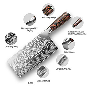 House Meat Cleaver 8 Inch, Chef Knife for Meat Cutting, High Carbon German Stainless Steel with Ergonomic Handle for Home, Kitchen & Restaurant