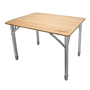 Camco Folding Bamboo Table with Aluminum Legs | Natural Bamboo Top | Lightweight for Added Portability (51895)