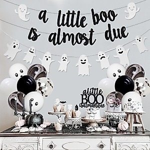 Balterever a Little Boo is Almost Due Baby Shower Decoration Black White Halloween Baby Shower Decoration with a Little Boo is Almost Due Banner Ghost Garland for Halloween Baby Shower Gender Reveal
