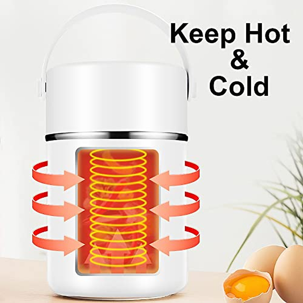 Livefunni Vacuum Insulated Thermos for Hot or Cold Food, 33oz Premium 316 Stainless Steel Food Flask with Foldable Spoon and Handle, Leakproof Thermal Food Jar Soup Container for Adults/Kids (Blue)