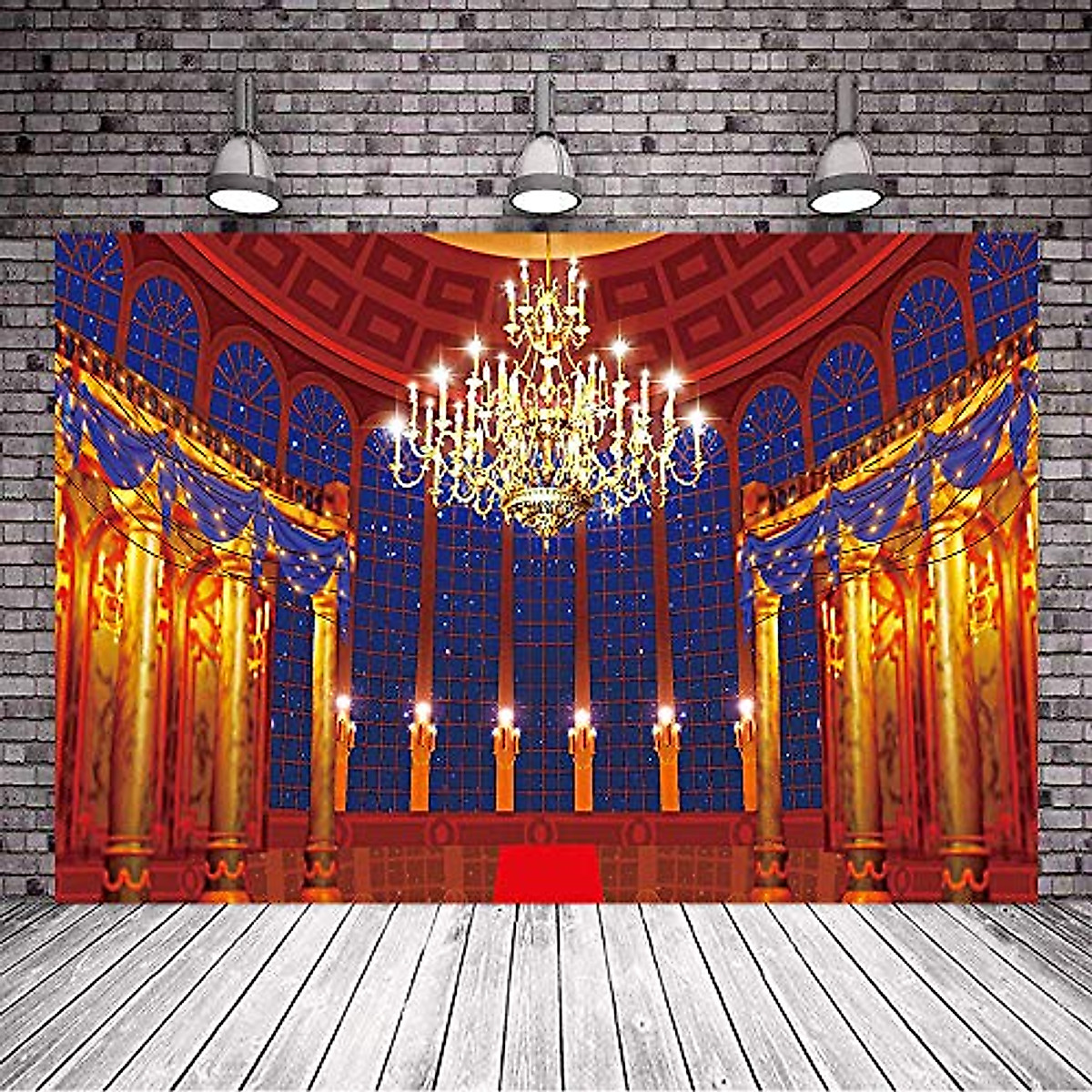 VIDMOT Ballroom Backdrop for Photography Beast's Palace Background for Girl Princess Belle Party 7x5ft Magnificent Castle Background Christmas Decor Photo Backdrops Photo Booth Studio Props ZYVV0673