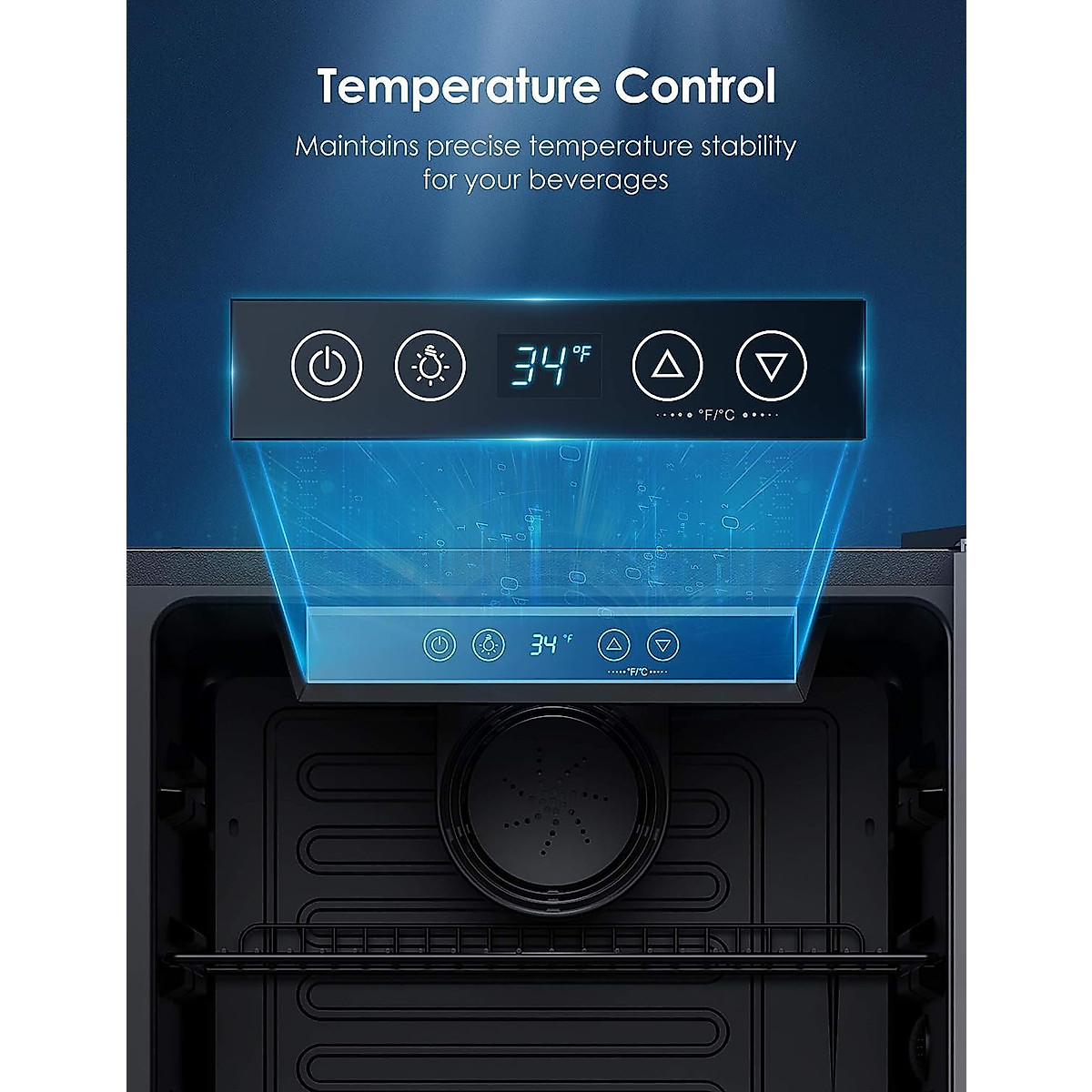 Miroco MI-EF001 3.2 Cu.Ft. Beverage Refrigerator Cooler, Drink Fridge with 3 Layer Glass Door, 3 Removable Shelves, Touch Control, Digital Temperature Display, Digital LED Display