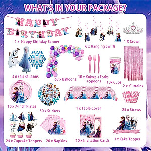 Kikuke Birthday Decorations, 265 Pcs Birthday Party Supplies Set for Girl includes Happy Birthday Banner, Balloons, Tableware, Tablecloth, Cupcake Topper