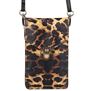 Women Leopard Print Cellphone Touch Screen Crossbody Bag Shoulder Pouch for iPhone 14 Pro iPhone 13 12 Pro 11 Pro Max iPhone X XR XS Max Google Pixle 7 6 5a 4a 5G