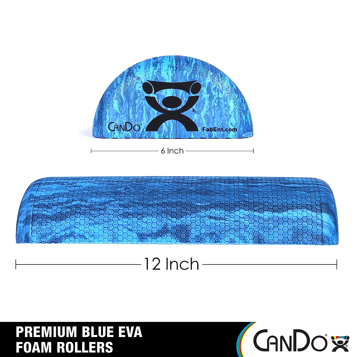 CanDo Premium Blue Marble EVA Foam Roller for Muscle Restoration, Massage Therapy, Sport Recovery and Physical Therapy 6" x 12" Half-Round