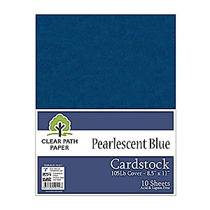 Bundle - 2 Cardstock Items - Pearlescent Blue - 8.5 x 11 inch - 105Lb Cover; Pearlescent Red - 8.5 x 11 inch - 105Lb Cover - 20 Sheets Total - Clear Path Paper