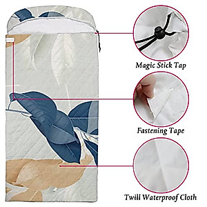 Camping Sleeping Bags for Adults Navy Blue Neutral Color Leaves 3 Season Cold Weather Sleeping Bag Waterproof Sleeping Nap Mat for Girls Boys Hiking Travel Outdoor