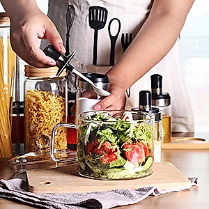 Mini Sized Glass Bowl with Lid and Handle, 44 FL OZ/1.4L for Noodles, Pasta, Soup, Cereals, Fruits, BPA Free, Microwave Dishwasher Oven