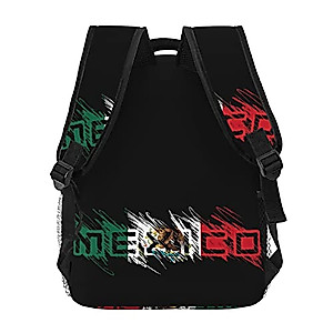 Qurdtt Mexico Flag Backpack Patriotic Mexican School Bookbag Casual Travel Laptop Daypack for Men Women Teenagers