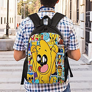 Hei Bai.JZQ Outdoor Durable Multifunction Casual Canvas Bag Cartoon Backpack Daypack Bookbag