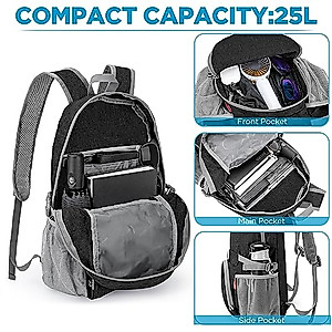 ZOMAKE Lightweight Packable Backpack 25L - Small Foldable Hiking Daypack for Travel - Tear Resistant Day pack for Women Men Camping Outdoor Sports(Black)