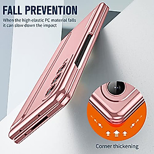 EAXER for Samsung Galaxy Z Fold 4 Case, Full Coverage Protection, Built in Screen Protector Pen Holder Stand Shockproof Rugged Case Cover (Pink)