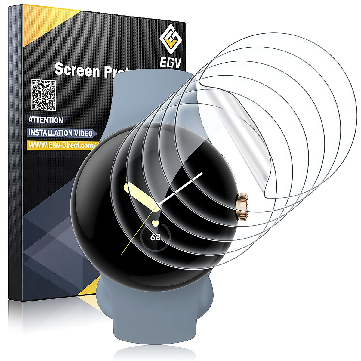 EGV 6 Pack for Google Pixel Watch 3 41MM Screen Protector/Pixel Watch 2 Screen Protector, TPU Film [Self-Healing], Anti-Scratch, Ultra-Thin for Pixel Watch Series 3/2/1 Screen Protector