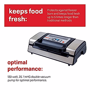 Nesco Deluxe Food VS-12 Vacuum Sealer, Silver & VS-04R Two 11" x 20' Vacuum Sealer Rolls & Vacuum Sealer Bags 8" x 20", Use for Sous Vide or Meal Prep, BPA Free