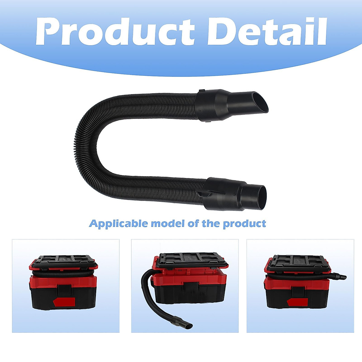 Follde 14-37-0105 Vacuum Hose Compatible For Milwaukee M18 Packout Vacuum 0970-20 0880-20, Vac Hose Fit 18V 2.5 Gallon Wet/Dry Shop Vac Hose Assembly (14-37-0105 Vacuum Hose)