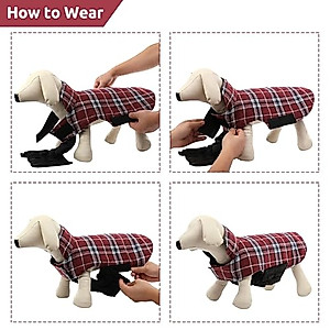 MIGOHI Dog Jackets for Winter, Reversible Dog Coat Windproof Waterproof Dog Winter Jackets for Cold Weather, British Style Plaid Dog Coats Warm Dog Vest for Small Medium Large Dogs, Red 2XL