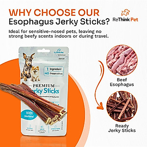 ReThink Pet Dog Jerky Treats Made in USA Only, Natural Beef Jerky, Long-Lasting Jerky Dog Treats for Pet's Dental Hygiene, All-Natural Dog Treats, 4-Pc Chew Sticks for Dogs, Dog Jerky Treats