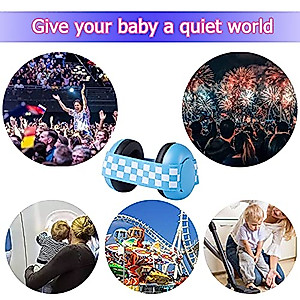 nobrand WORCBGIO Baby Hearing Protection Earmuffs Noise Eliminating Elastic Adjustable for Quiet Sleep and Preventing Potential Hearing Damage (Blue)