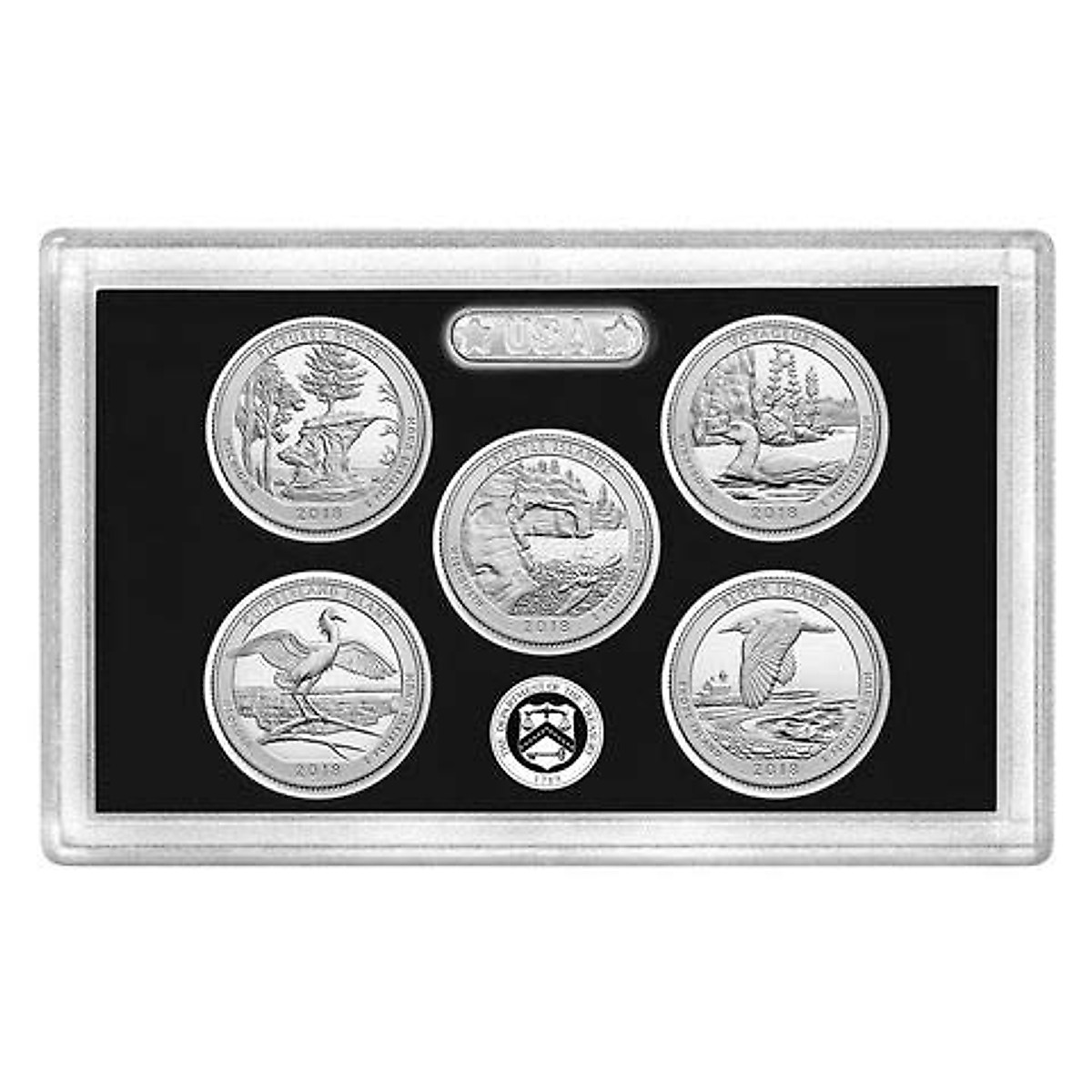 2018 S America the beautiful 2018 Silver Quarter Proof Set No Box or COA 5 Coin Set Silver Proof