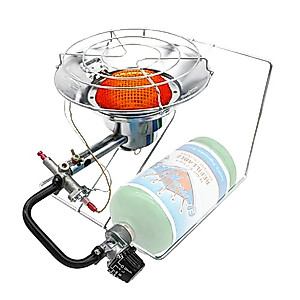 Flame King FK-AD010CGA Multi-Use Portable Propane Heater/Cooker 15,000 BTU for Camping, Ice Fishing, and Backpacking Trips, Silver