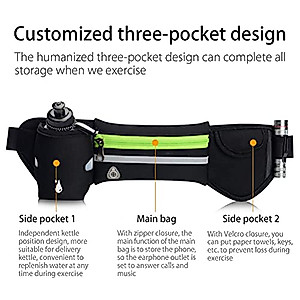 ADSE Outdoor Sports Waist Bag, Adjustable Reflective Waist Bag Fitness Multifunctional Waterproof Waist Bag Mobile Phone Bag, Used for Fitness Exercise Travel 44x13CM/17.3x5.1IN (Black)
