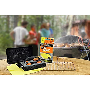 Q-Swiper Steam Clean BBQ Grill Cleaner Set - 1 Grill Brush with Scraper, 2 Heat Resistant Kevlar® Cloths, 1 Tray | Bristle Free | Safe Way to Steam Away Grill Grease & Grime