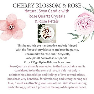 60th Birthday Candle Makes a Great Gift for 60th Birthday Gifts - Ideal for sixtieth Birthday Gift Soya Candle with Rose Quartz and Rose Petals