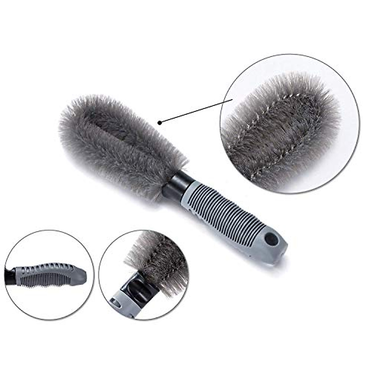 Aaskuu 2 Pcs Steel and Alloy Wheel Cleaning Brush, Rim Cleaner for Your Car, Motorcycle or Bicycle Tire Brush Washing Tool