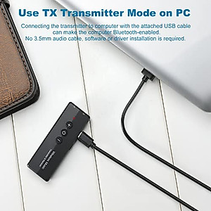 Bluetooth 5.0 Transmitter Receiver 3-in-1, Isobel Wireless 3.5mm Audio Adapter for TV PC Headphones Home Sounds System Car/CD-Like Voice Enjoyment
