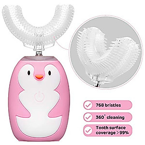 Sunartec Ultrasonic Electric 360 Toothbrush for Kids Teeth Whitening Kits with Music Reminder, 3 Modes Gums Care Sonic Toothbrushes for Children's Gifts 2 Brushheads (Black)