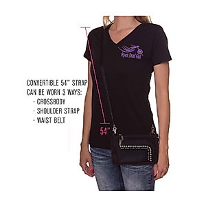 Open Road Girl Adjustable Strap Hip Purse for Women with Lobster Claw Clips, Three Ways to Wear: Hip Clip, Strap It Around, and Over Your Shoulder(Studded with Rhinestones)