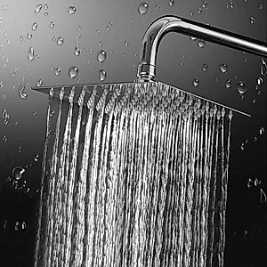 Rain Shower head, NearMoon High Flow Stainless Steel Square Rainfall ShowerHead, High Pressure Design, Awesome Shower Experience Even At Low Water Flow (8 Inch, Chrome Finish)