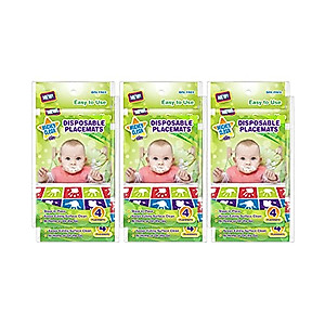Mighty Clean Baby Disposable Placemat - Super Sticky Toddler and Infant Mat for Feeding on The Go, 24 Count Value Pack (6 Packages of 4 placemats Each)