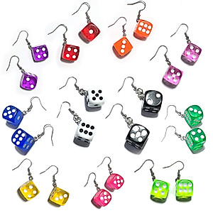 11 Pairs 3D Dice Earrings Funny Weird Aesthetic Cool Quirky Cute Kawaii Indie Earrings for Women